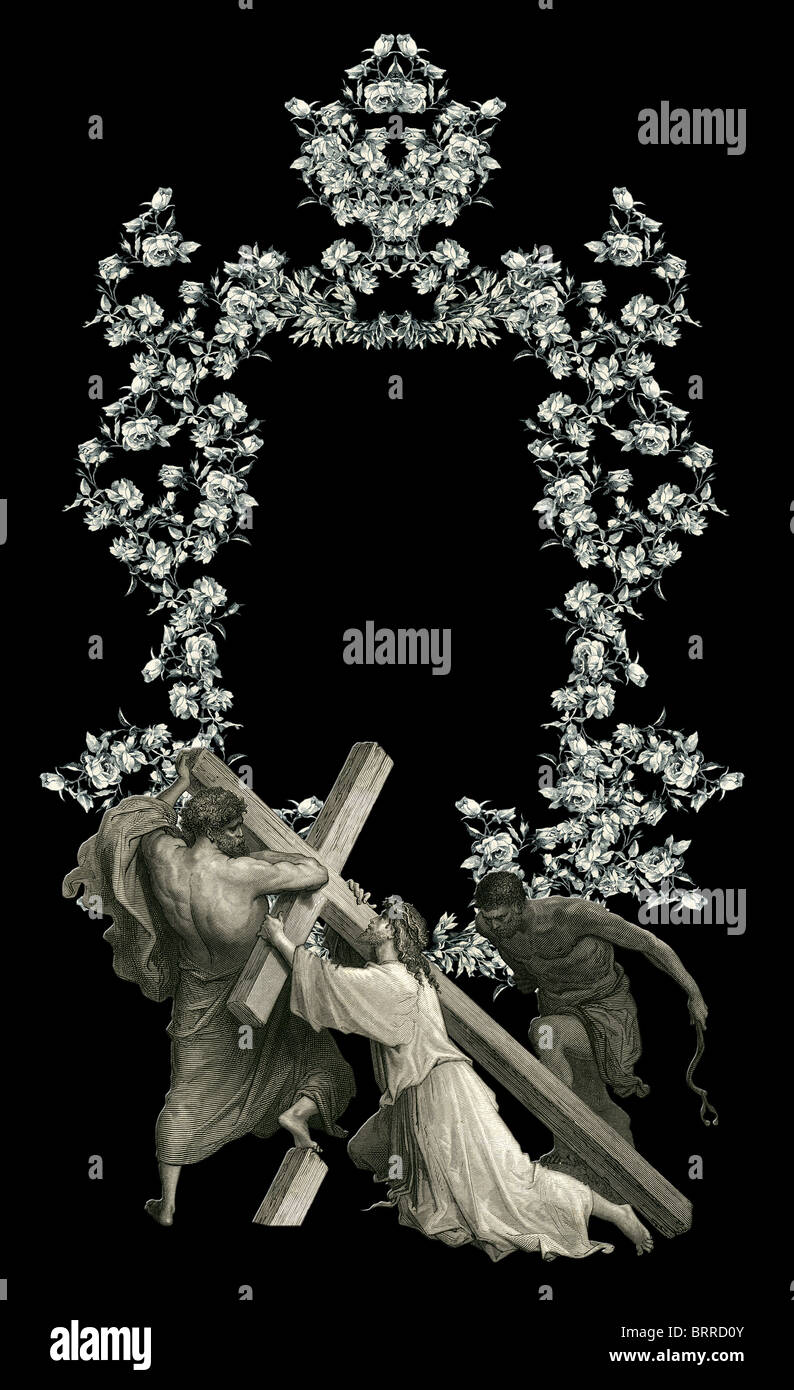 Victorian frame with Jesus Christ Bearing the Cross Stock Photo - Alamy