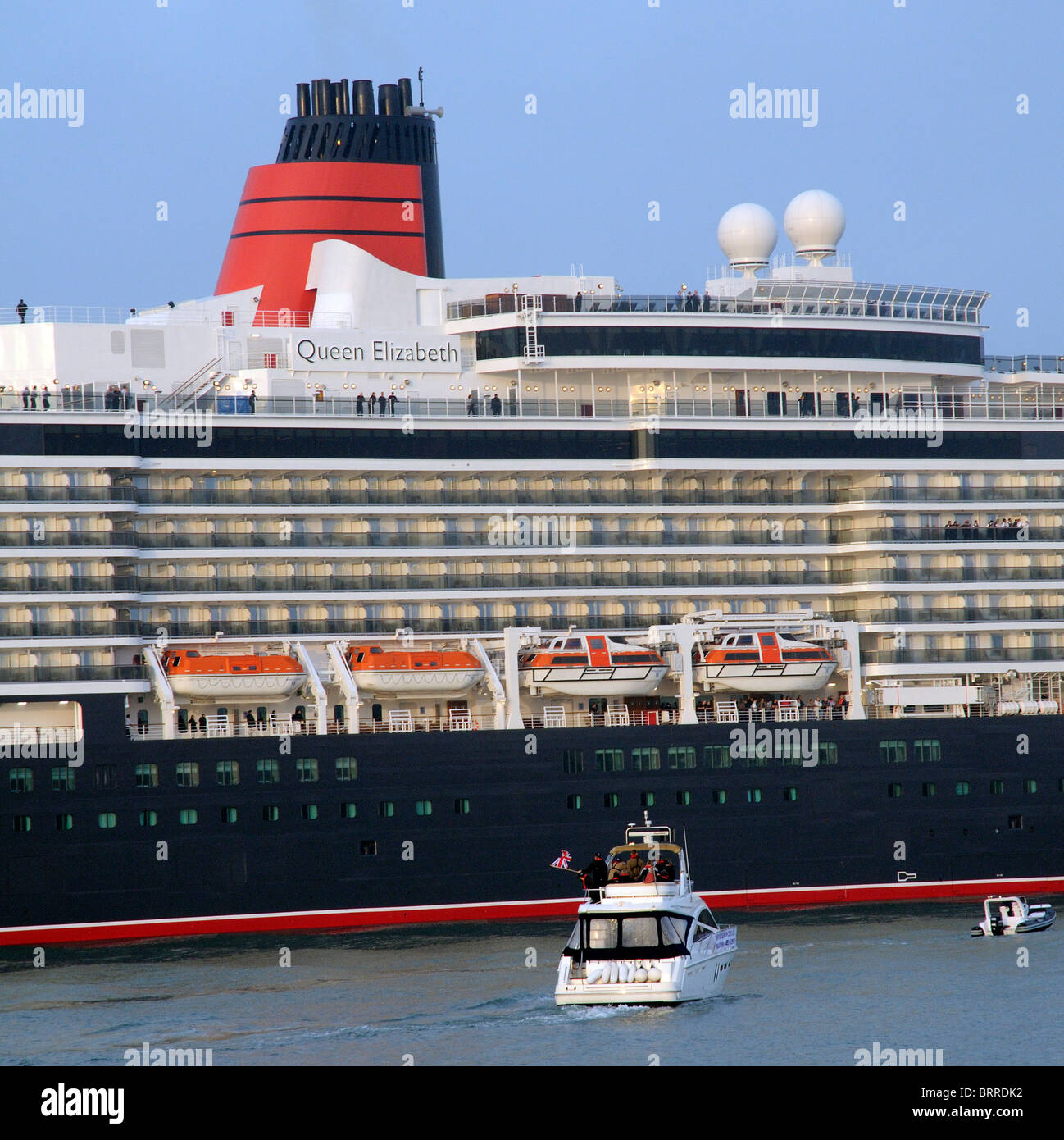 Cunard's new ship the Queen Elizabeth arriving on her first visit to ...