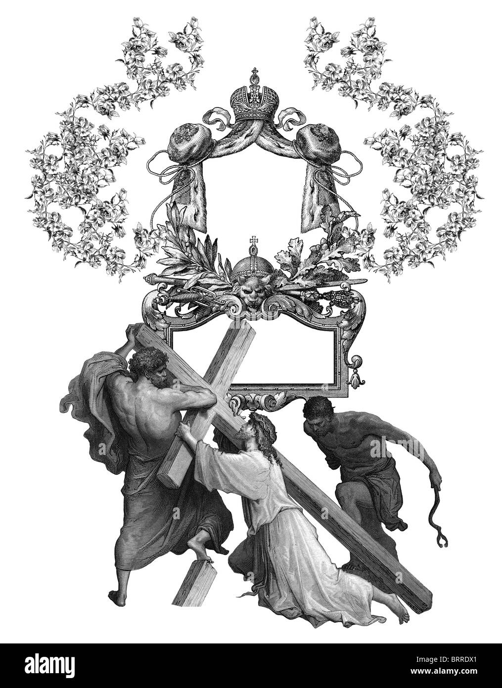 Victorian frame with Jesus Christ Bearing the Cross Stock Photo - Alamy