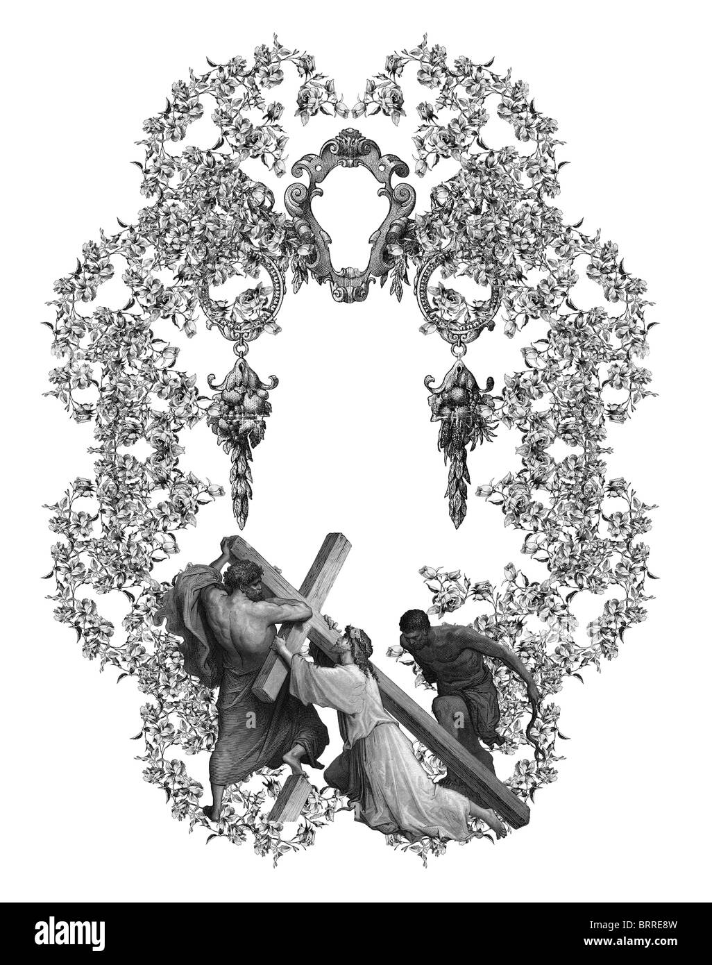 Victorian frame with Jesus Christ Bearing the Cross Stock Photo - Alamy