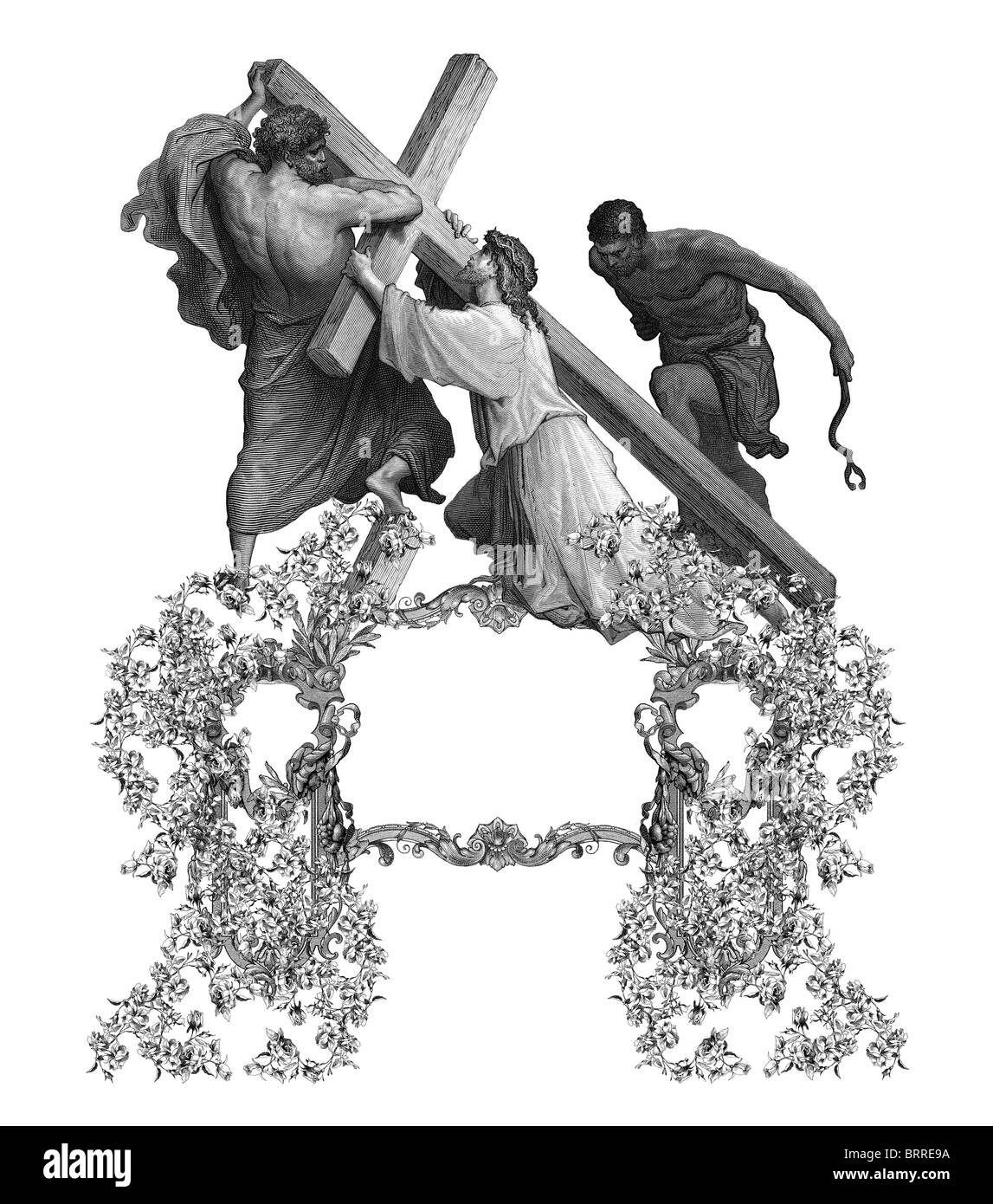 Victorian frame with Jesus Christ Bearing the Cross Stock Photo - Alamy