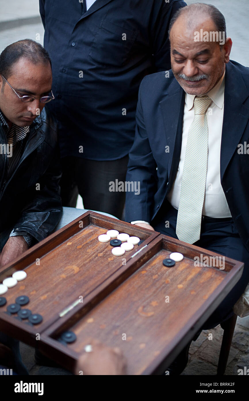 Men playing Back Gammon in Bab El Futuh in Gamaliya, Downtown Cairo ...