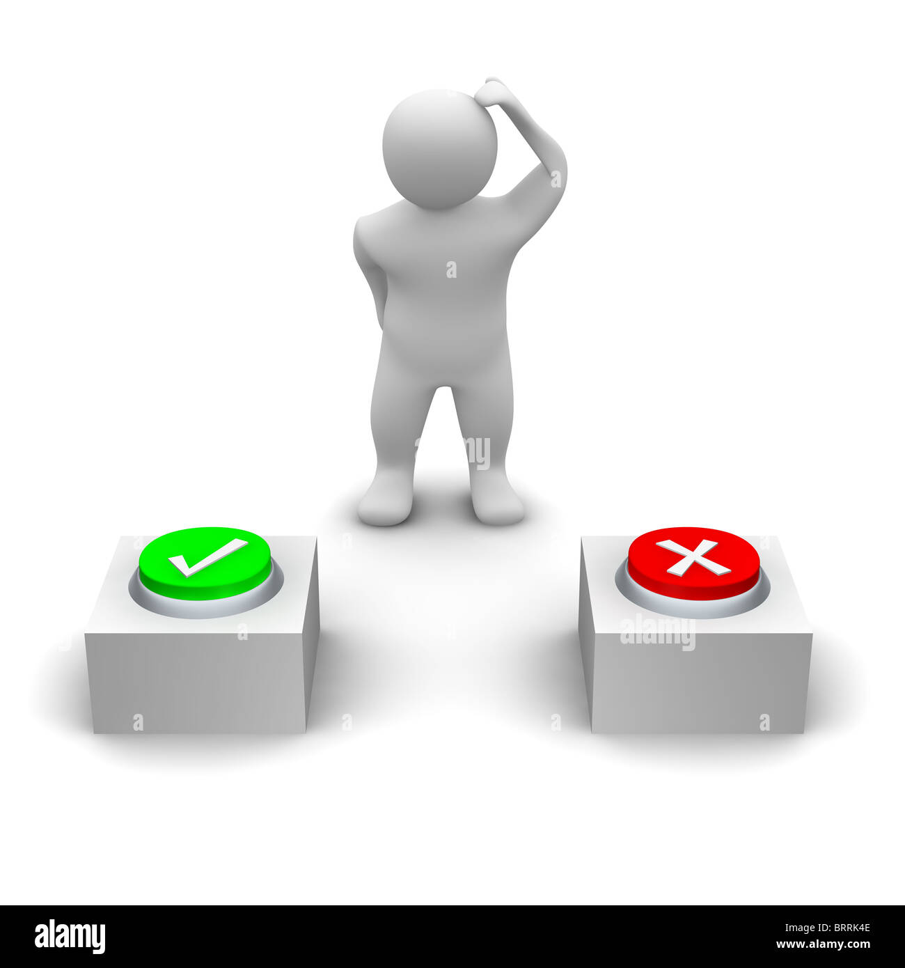Man deciding which button to press. 3d rendered illustration Stock ...