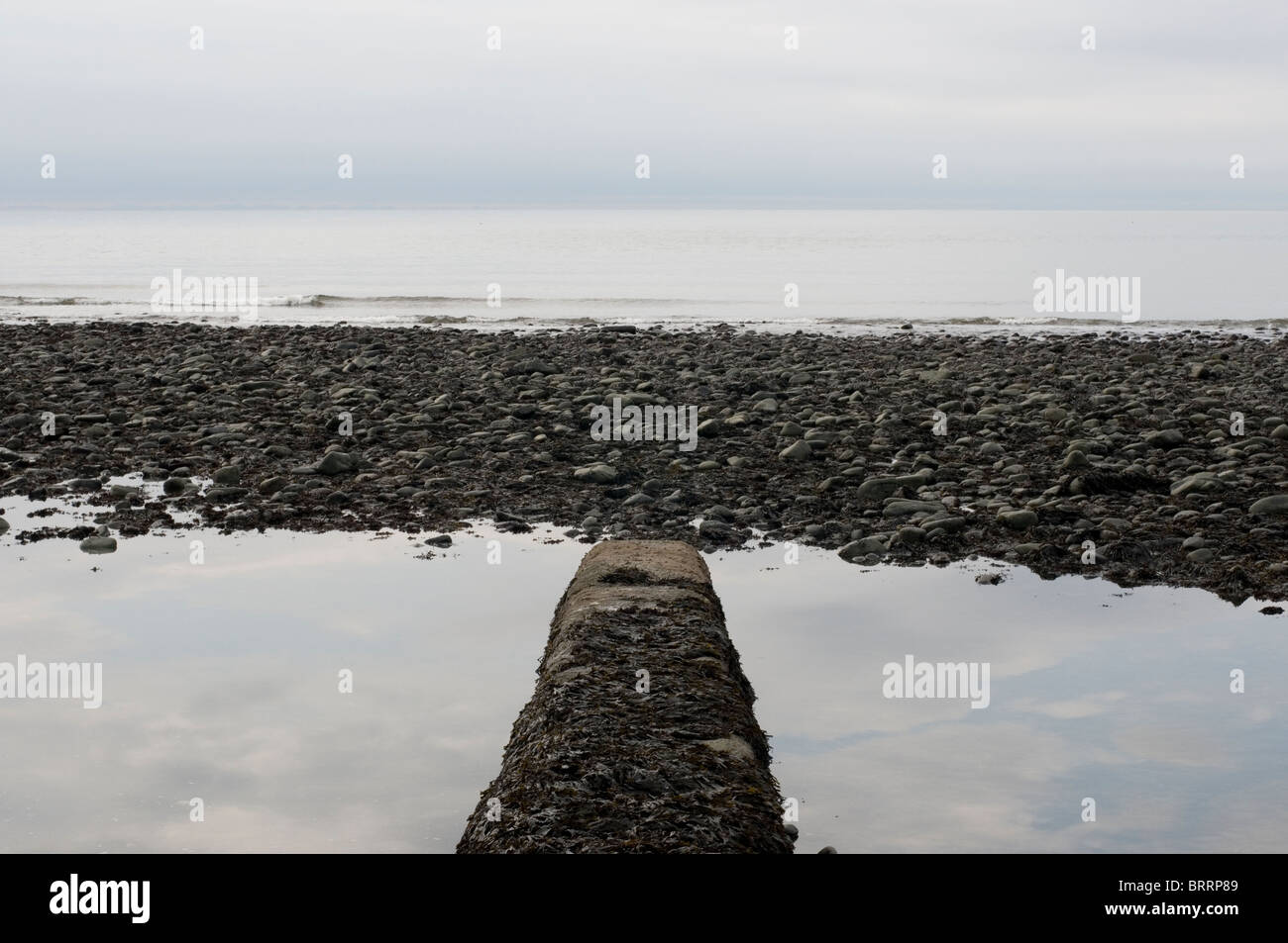 A scenic image of south beach in Aberystwyth with the sky and clouds ...