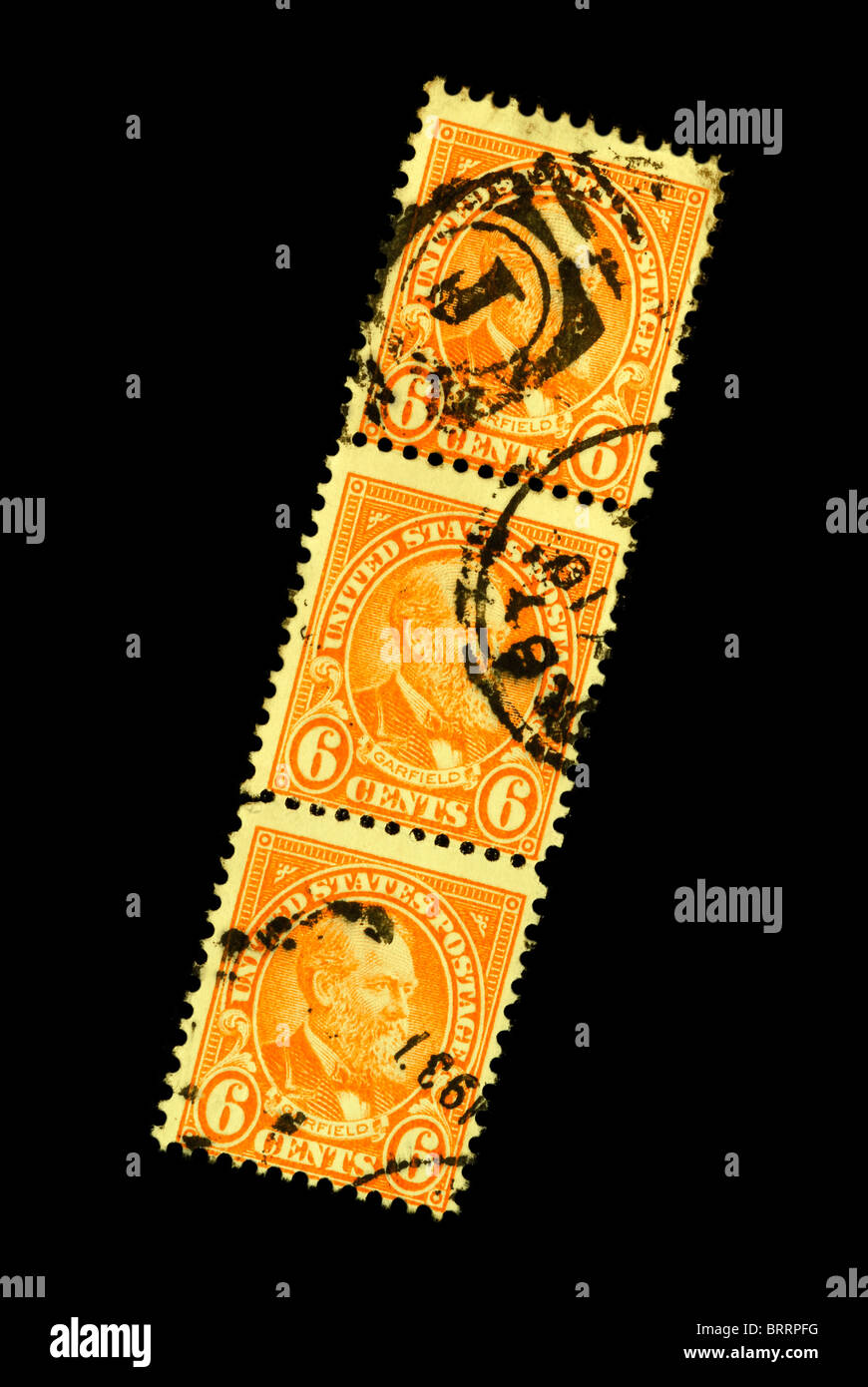 Three President Garfield 6 cent US postage stamps Stock Photo - Alamy
