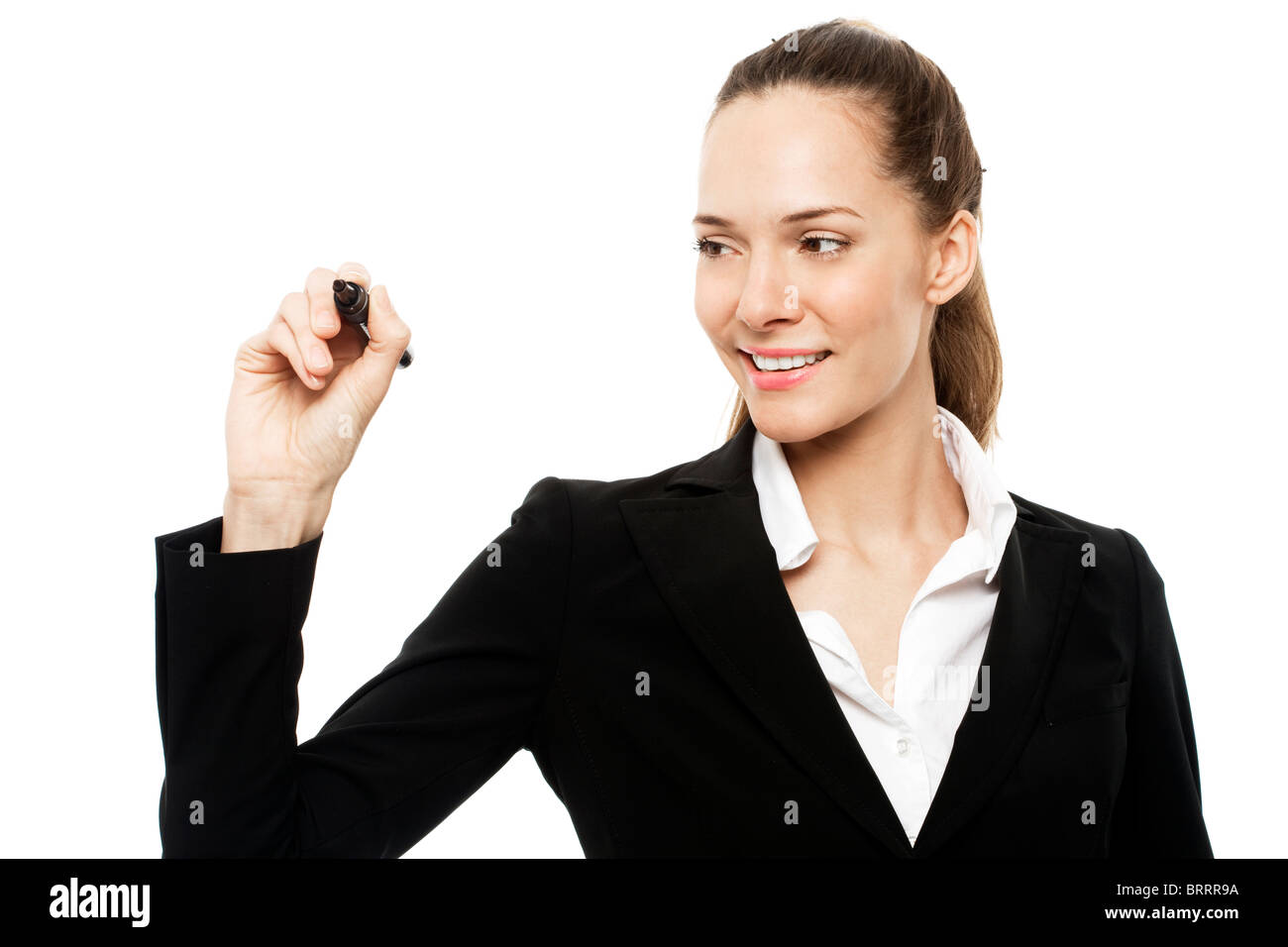 Young businesswoman holding a marking pen Stock Photo - Alamy