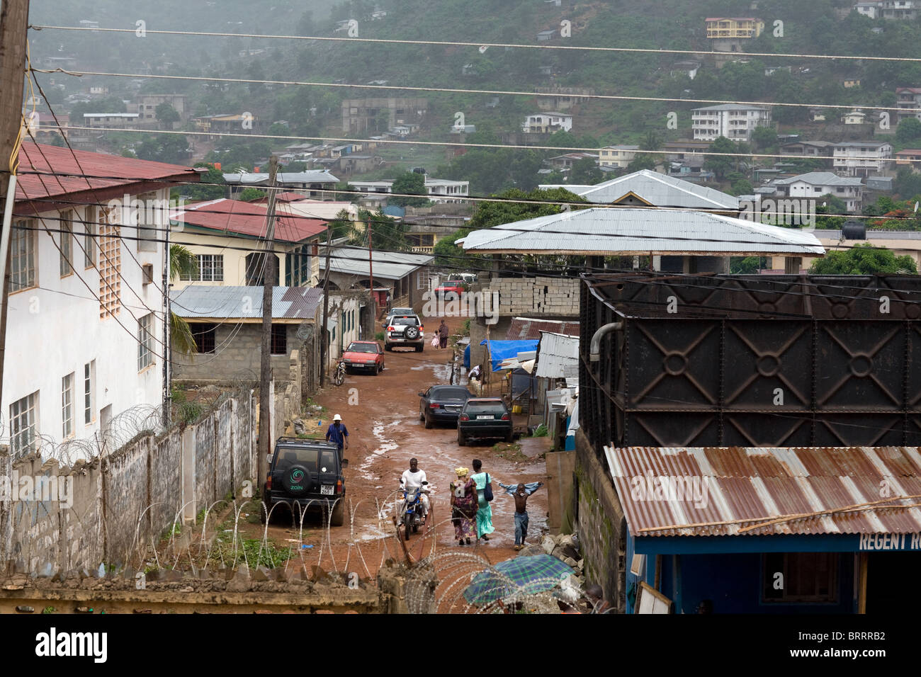 streets in Regent area of Freetown Sierra Leone West Africa in rainy ...