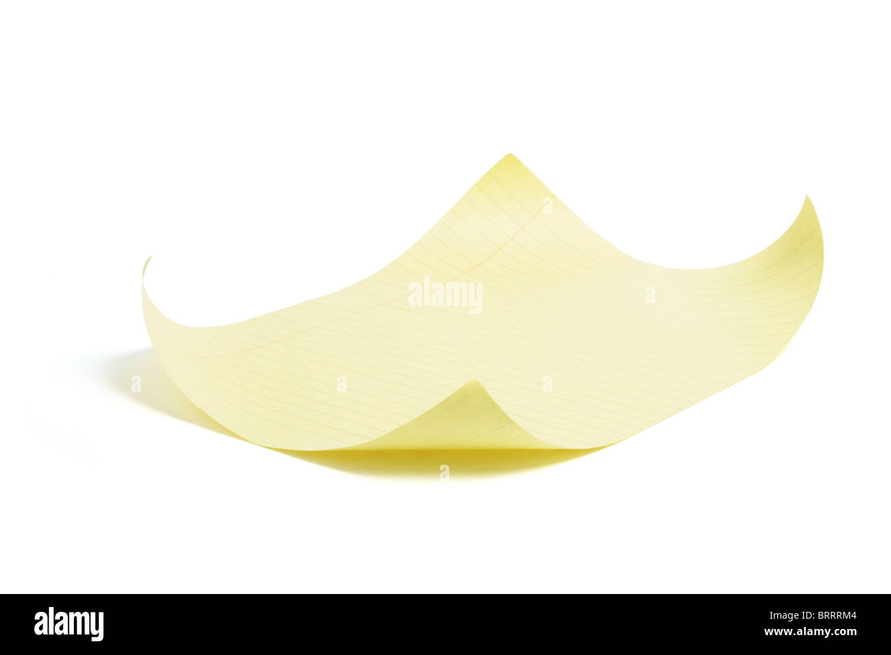 yellow-lined-paper-curl-cut-out-stock-images-pictures-alamy