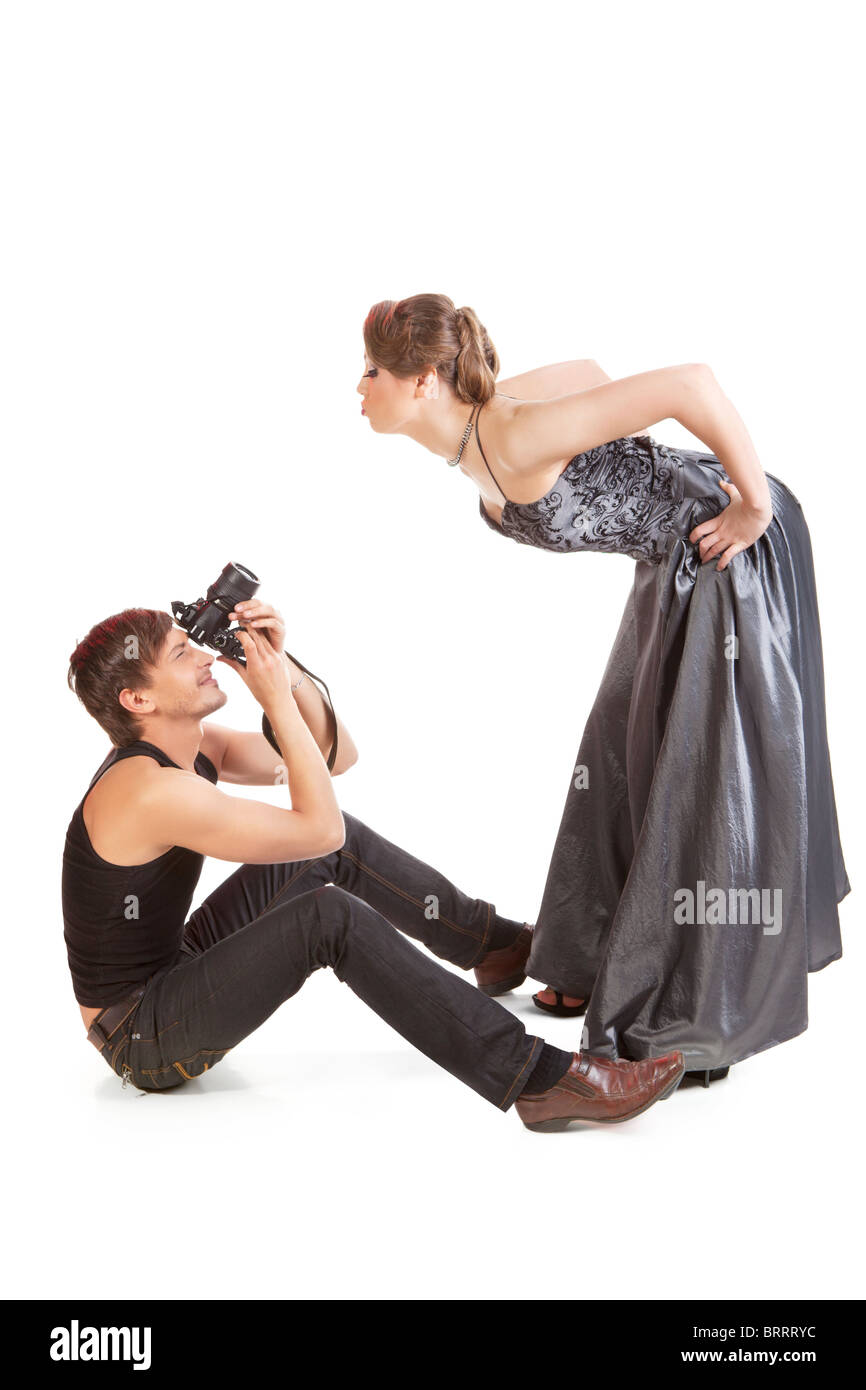 Woman being photographed Cut Out Stock Images & Pictures - Alamy