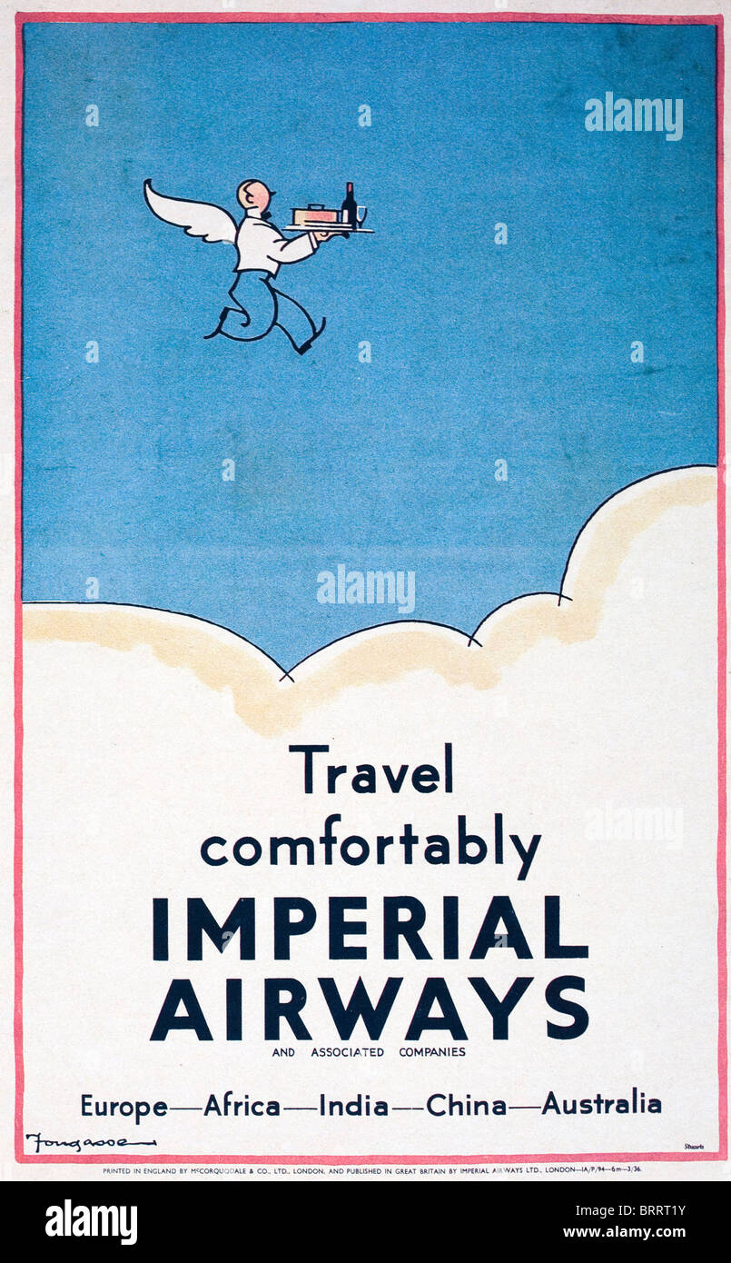 Imperial Airways poster advertising the comfort and service on their ...