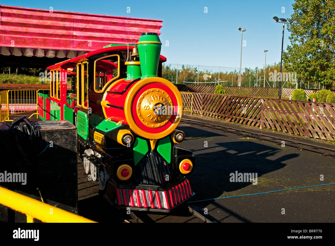 A colourful miniature train to provide rides for children at the ...