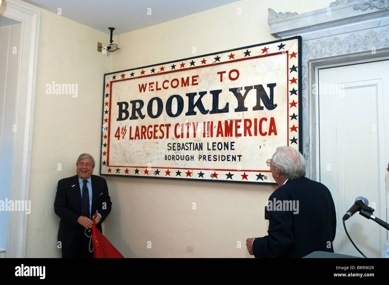 The famous "Welcome to Brooklyn" sign now hangs at Brooklyn Borough ...