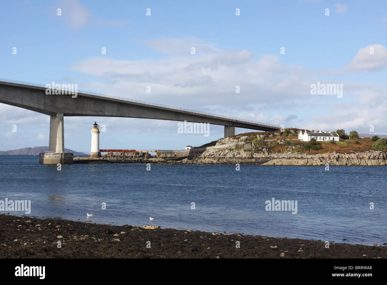 Skye Bridge and Eilean Ban lighthouse Scotland October 2010 Stock Photo ...