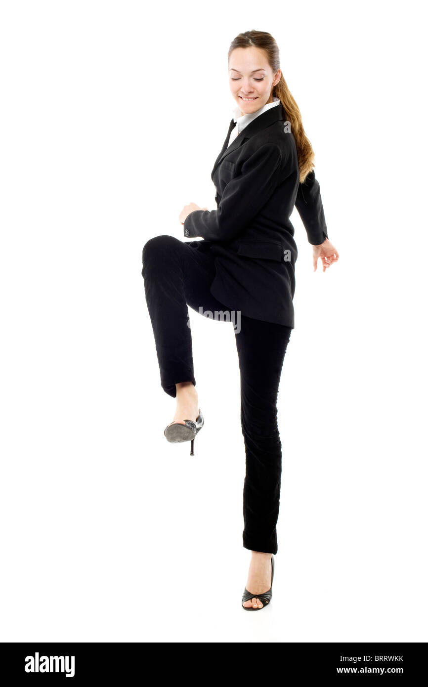 Business woman high kick hi-res stock photography and images - Alamy