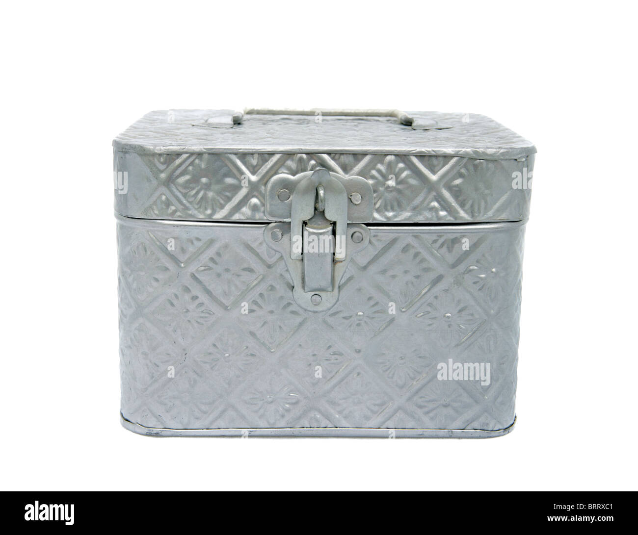 a closed silver steel box over white Stock Photo - Alamy