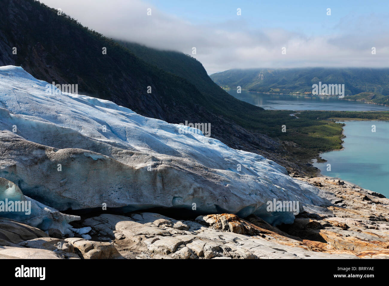 Engabreen, Svartisen glacier, Svartisenvatn, Meloy, Nordland, Norway ...