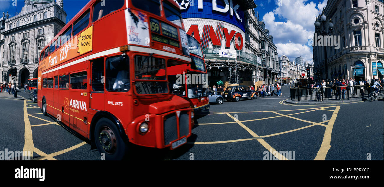 Red double-decker bus at the Piccadilly Circus, London, Great Britain ...