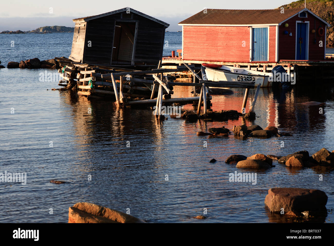 Fishing stages and buildings at Durrell, near Twillingate, Newfoundland ...