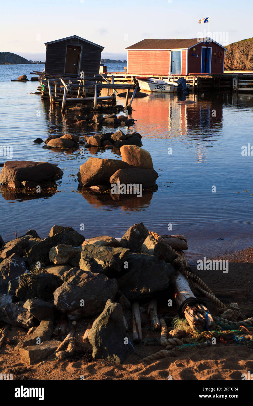 Fishing stages and buildings at Durrell, near Twillingate, Newfoundland ...