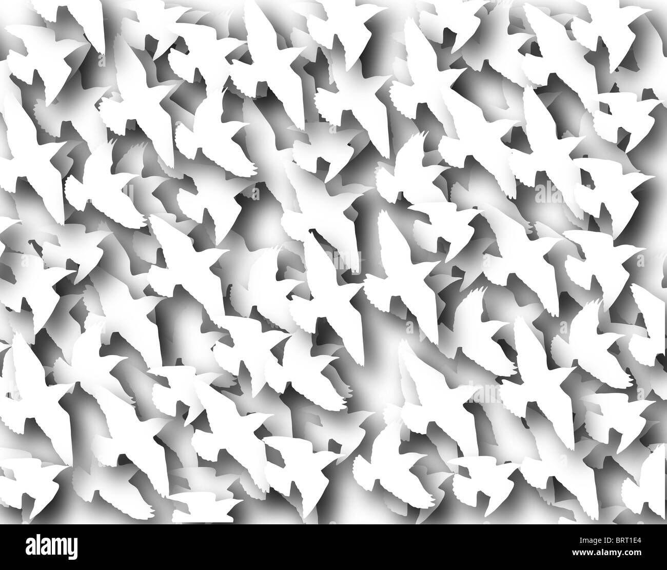Illustrated background of a flock of birds Stock Photo - Alamy