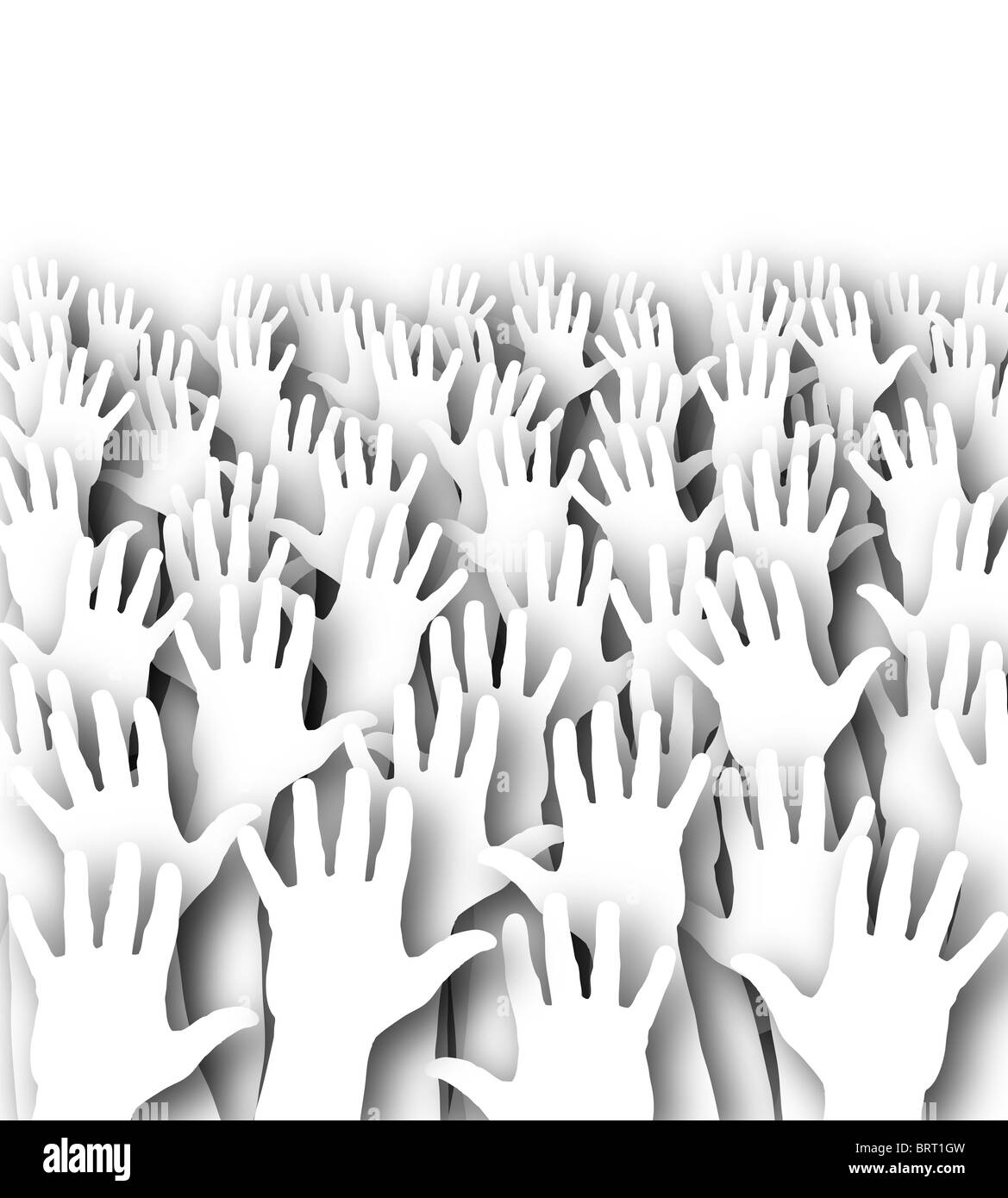 Illustration of a crowd of waving hands Stock Photo - Alamy
