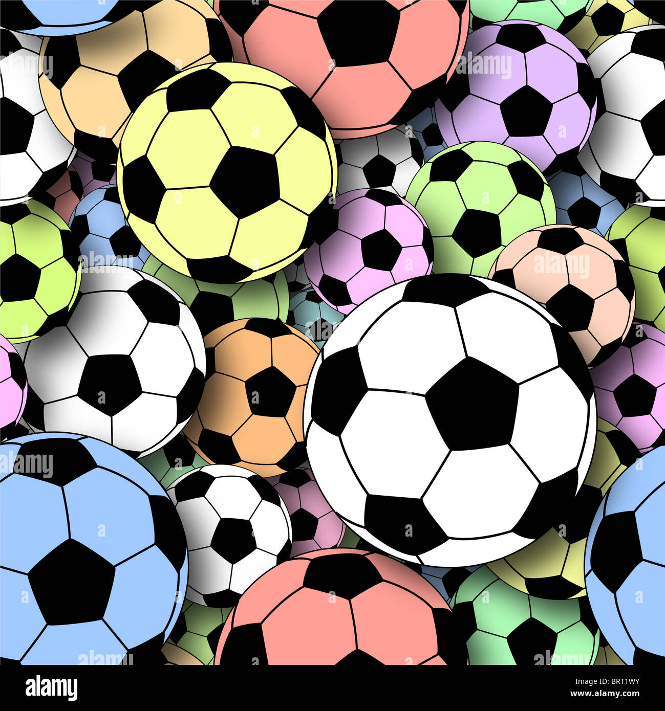 Tile illustration of colorful footballs with shading Stock Photo - Alamy