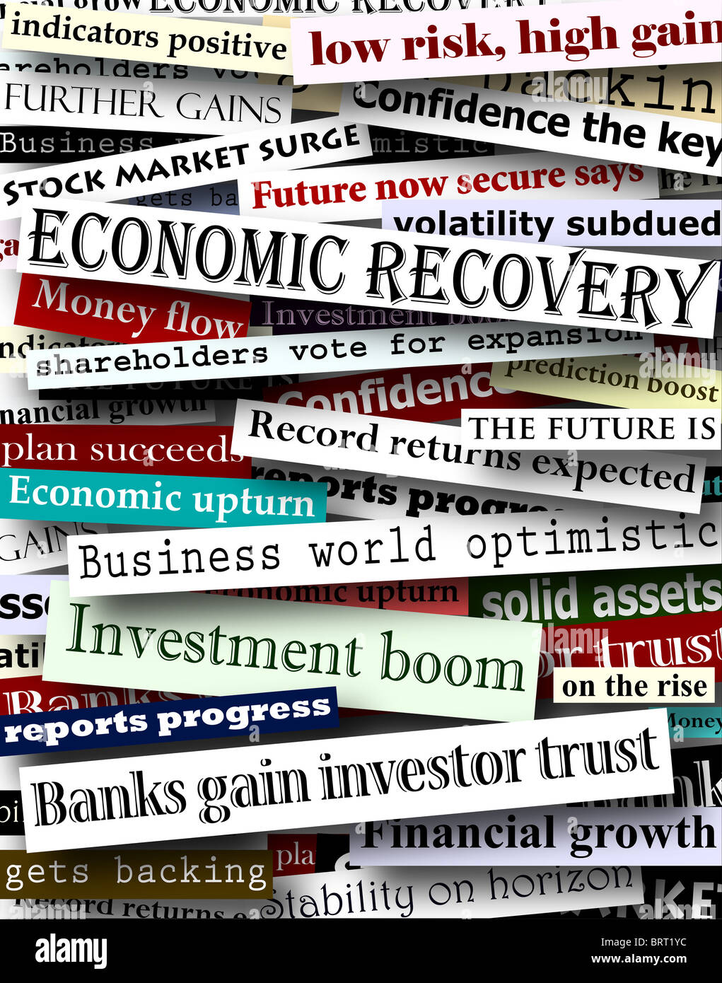 Background design of newspaper headlines about economic recovery Stock ...