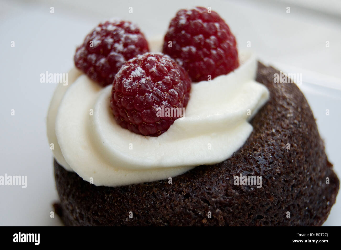 Chocolate Bombe cake with Whipped Cream and Raspberries Stock Photo - Alamy