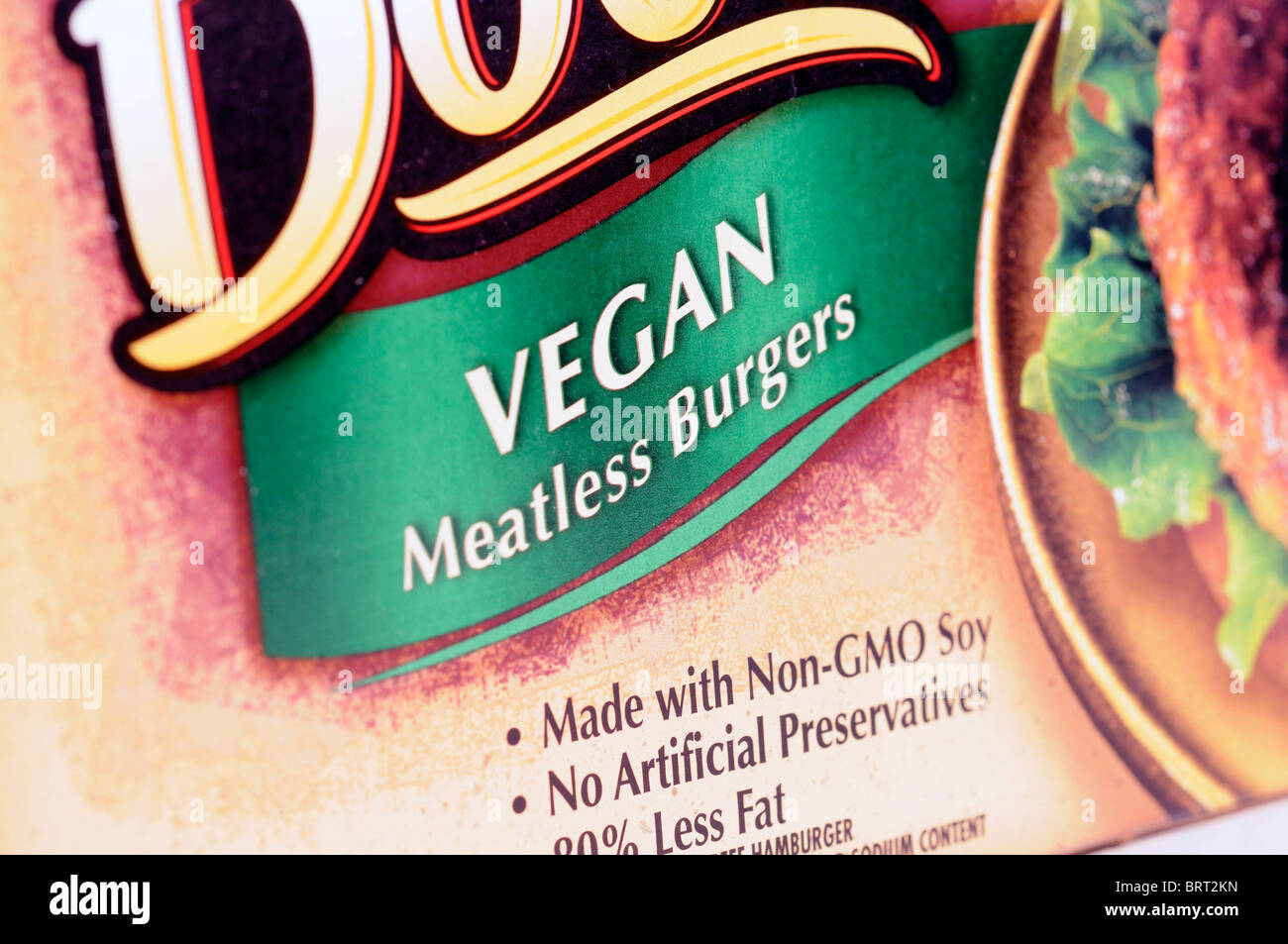 Vegan/vegetarian meatless burgers package Stock Photo - Alamy