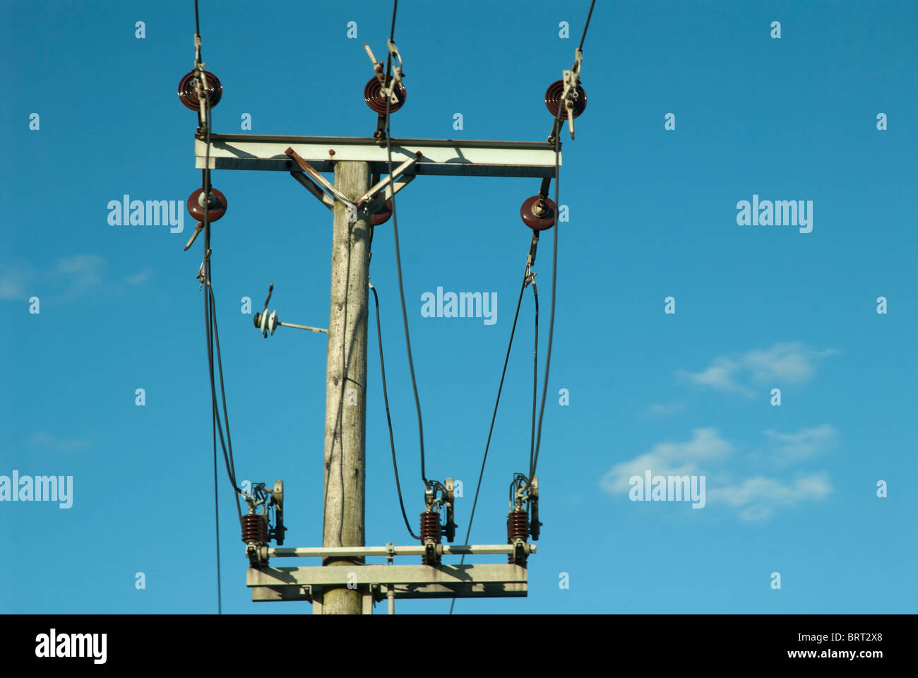 Wooden Electricity Pylon Stock Photo - Alamy