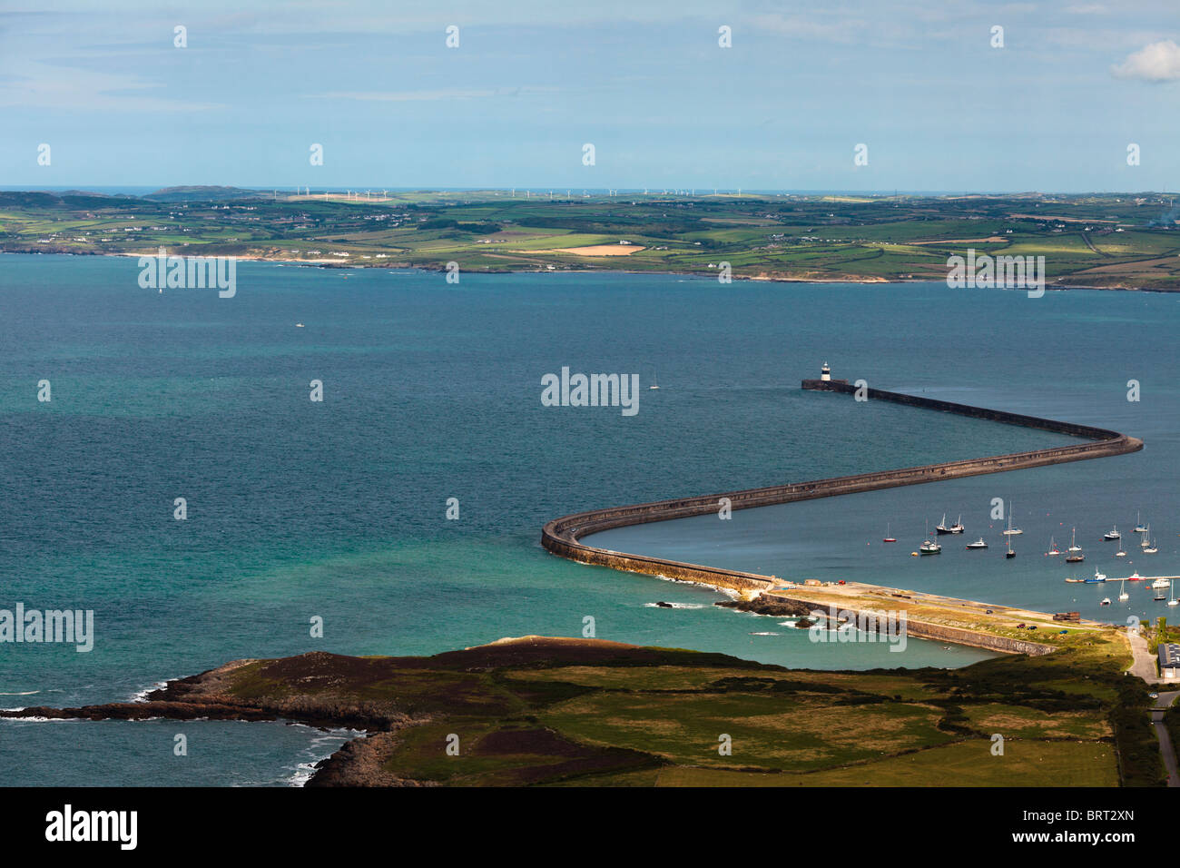 Breakwater to Holyhead Harbour, Holyhead Bay, Anglesey, viewed from ...