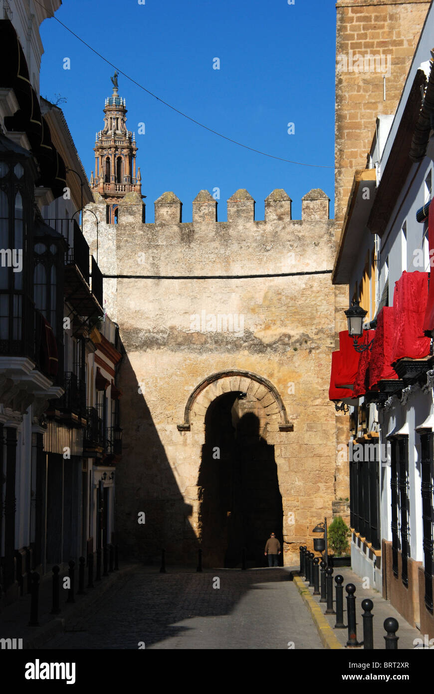Castle (Alcazar) and Puerta de Sevilla, Carmona, Seville Province ...