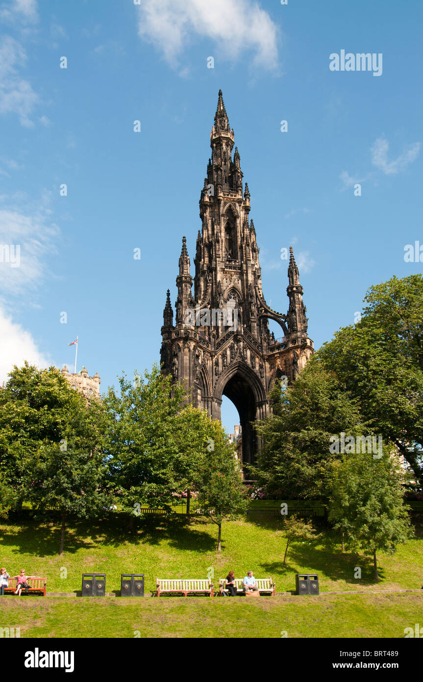 The Scott Monument Edinurgh with Prince's Street Gardens in the ...