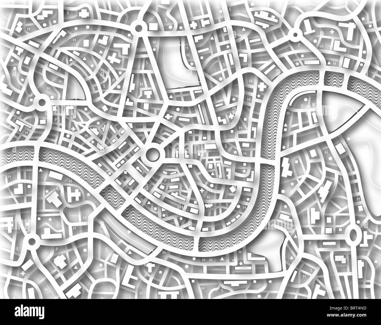 Illustration of a street map without names Stock Photo - Alamy