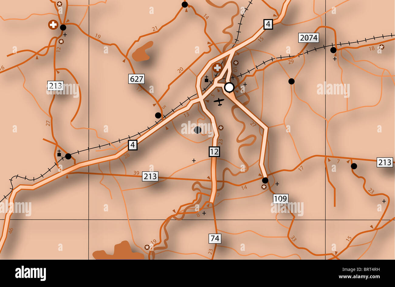 Illustration of a generic road-map with no names Stock Photo - Alamy