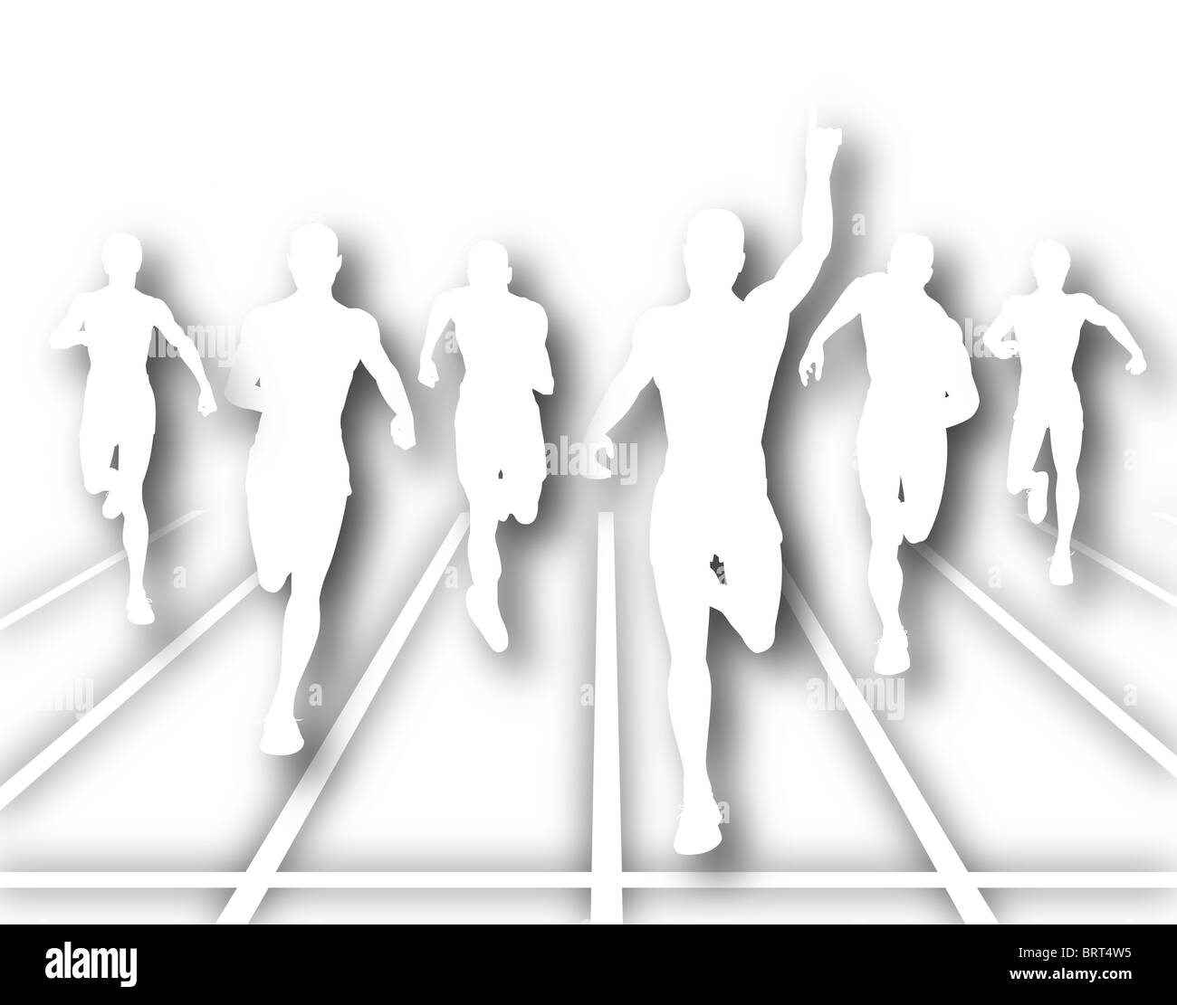 Illustration of men finishing a sprint race Stock Photo - Alamy