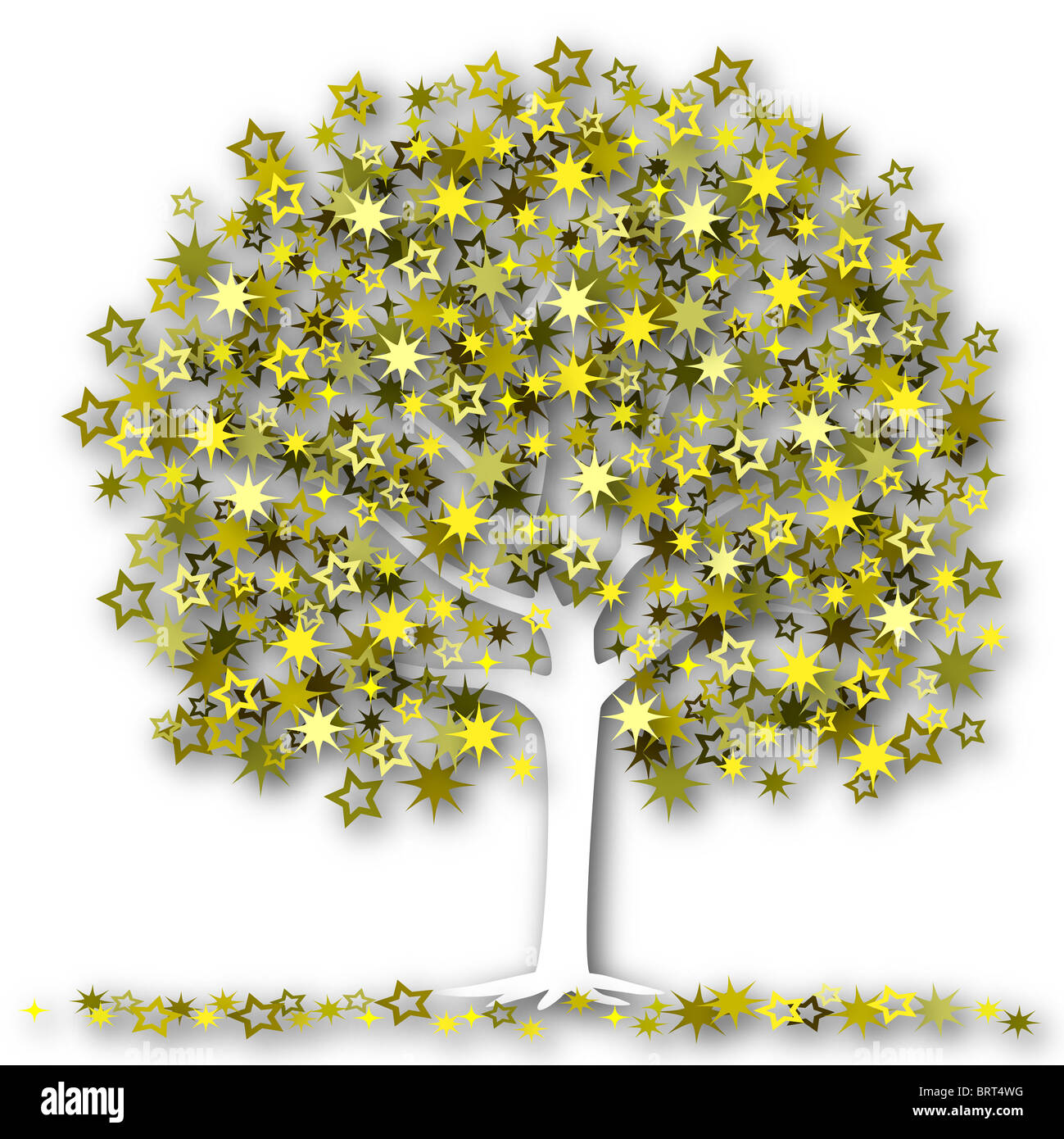 Illustration of a tree with stars as leaves Stock Photo - Alamy