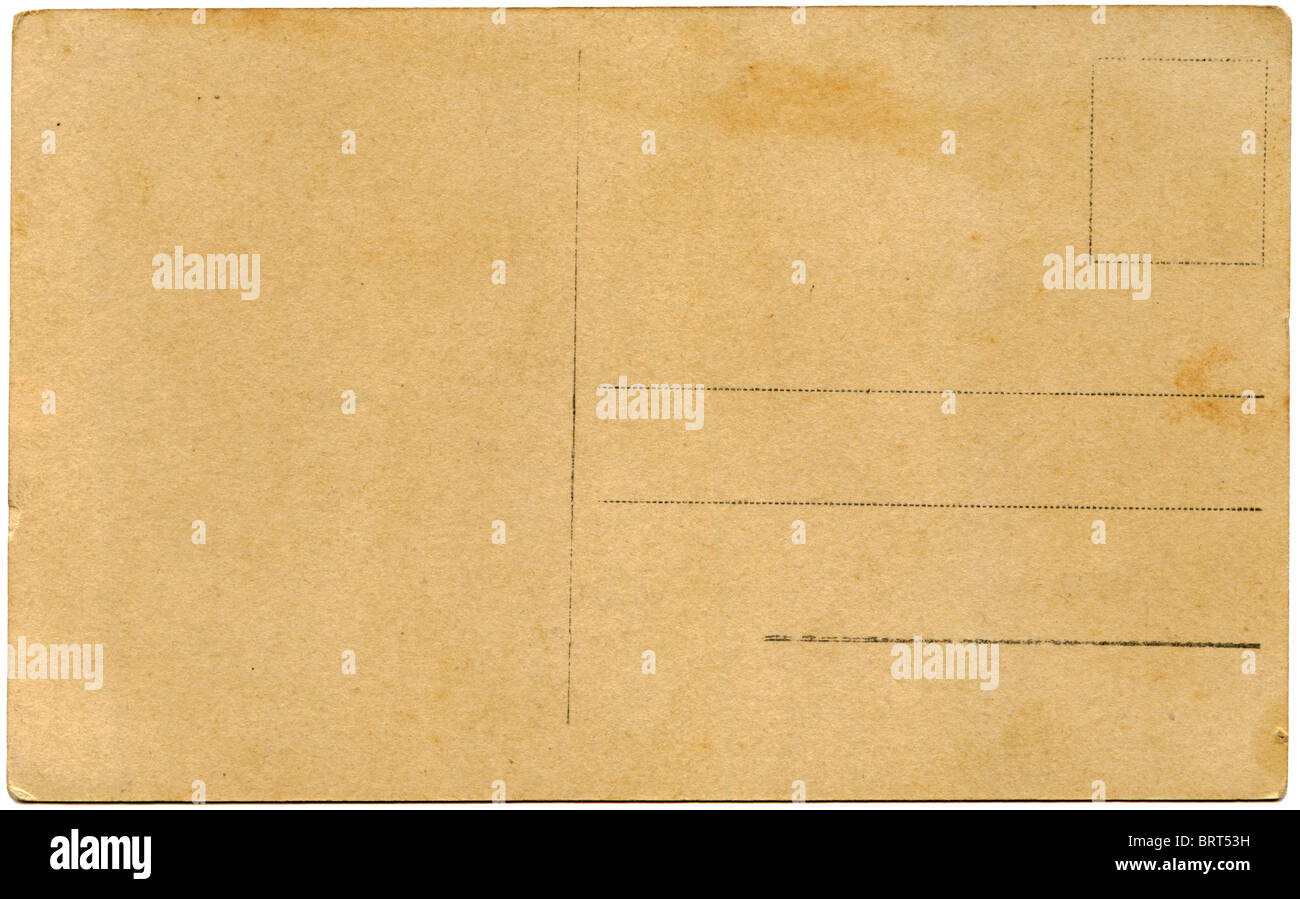 back side of an antique post card isolated on white Stock Photo - Alamy