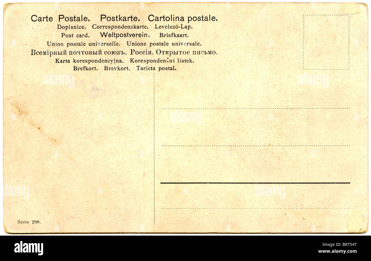 back side of an antique post card isolated on white Stock Photo - Alamy