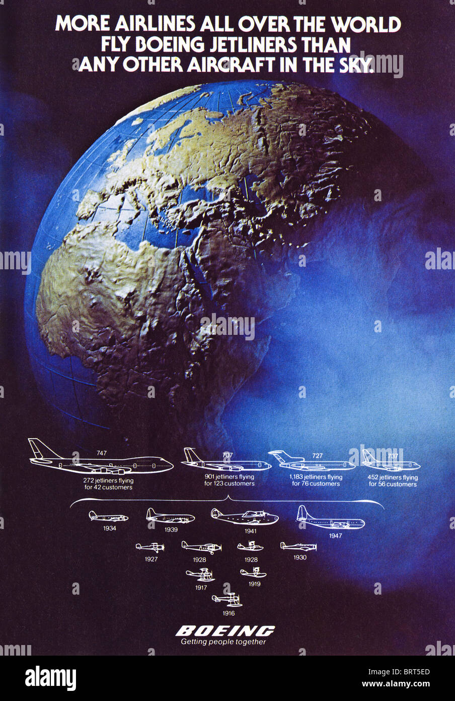 Boeing aircraft advert in Britannia Airways magazine advertising duty ...