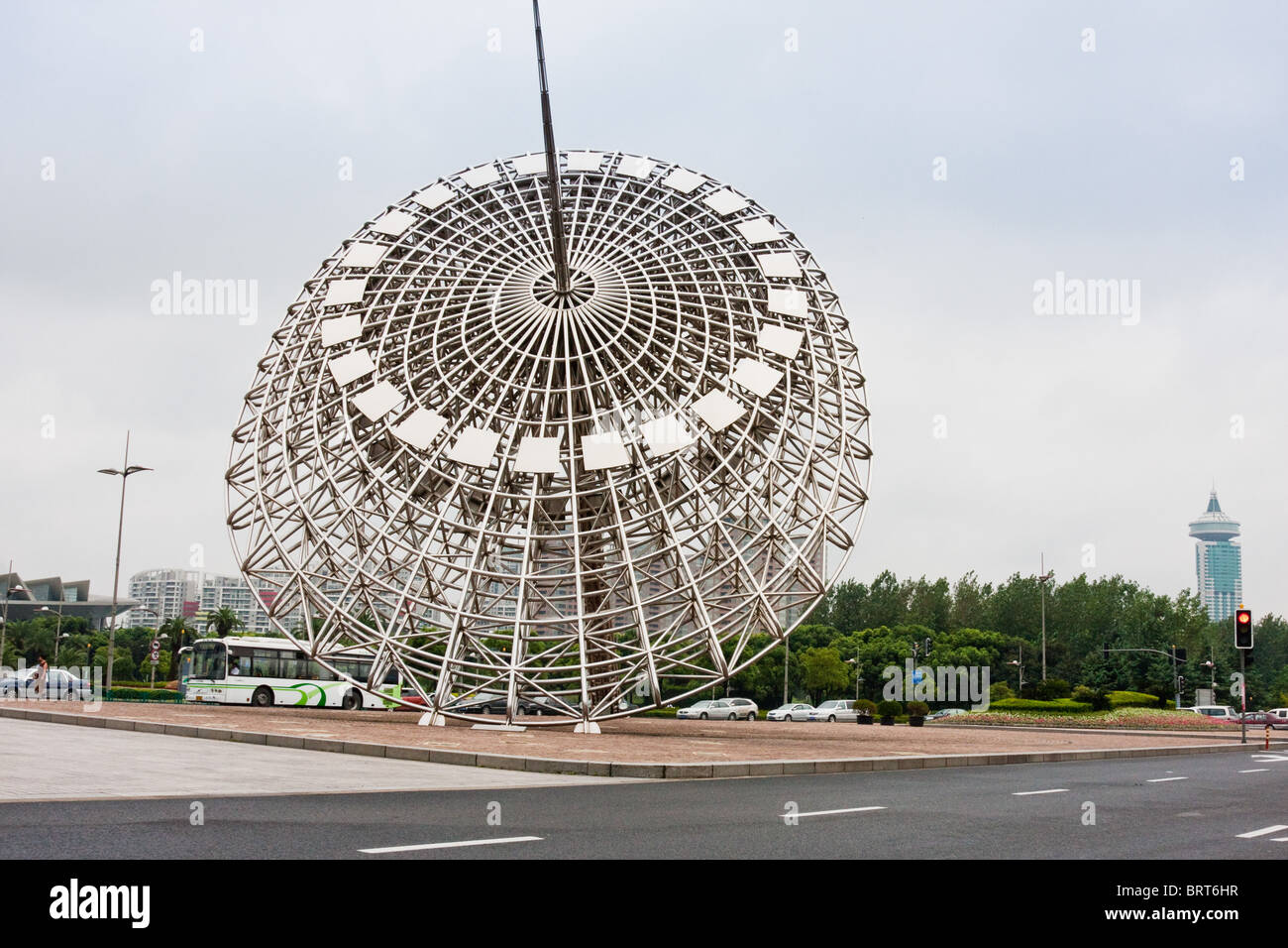 Giant sundial on a roundabout in Pudong, Shanghai China Stock Photo - Alamy