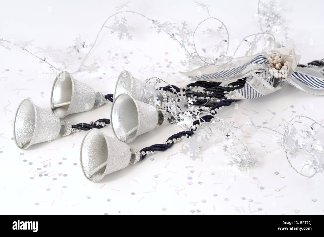 Silver Christmas Bells Stock Photo - Alamy