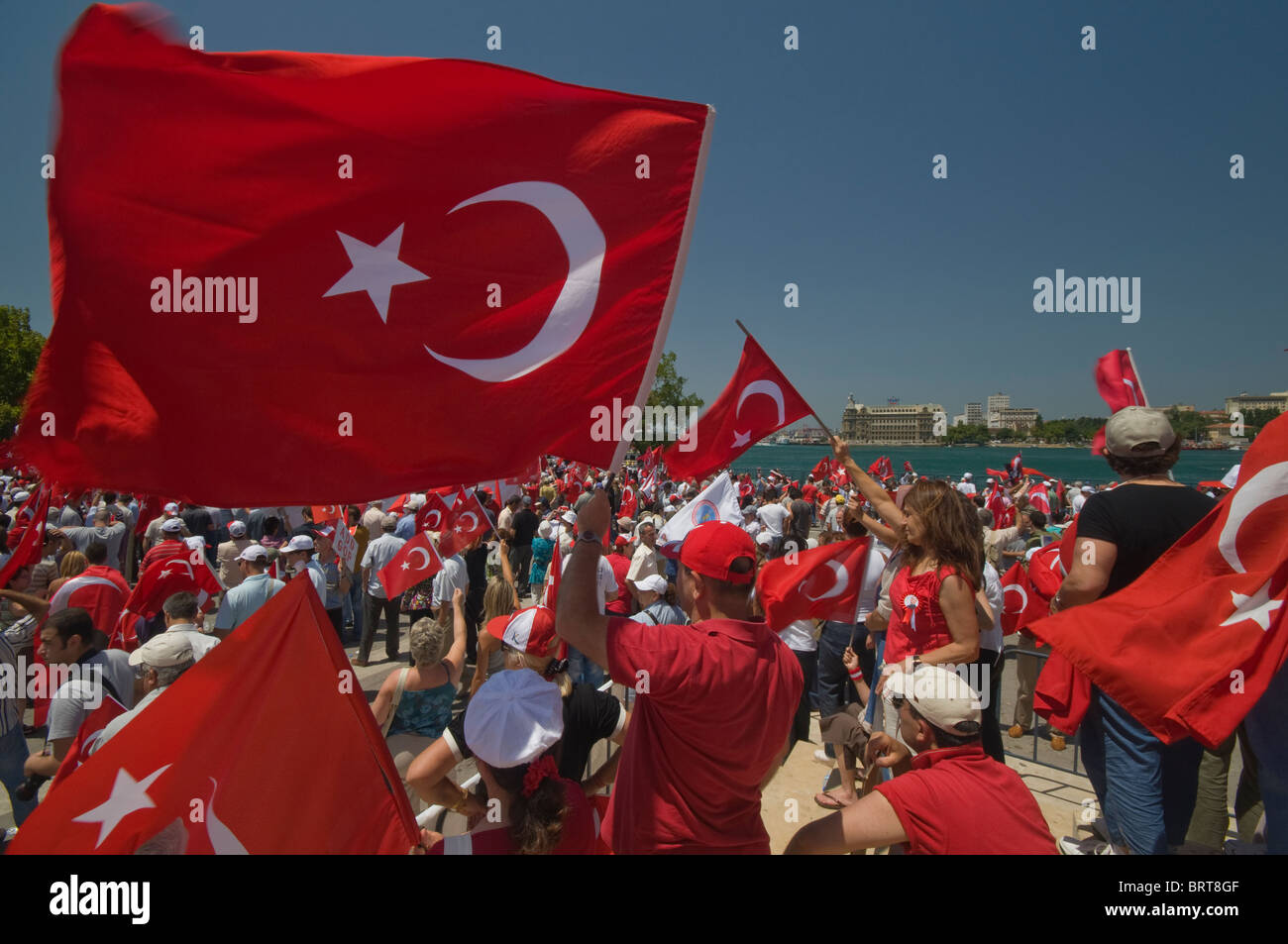 Demonstration with a Turkish national flags,istanbul,Turkey Stock Photo ...