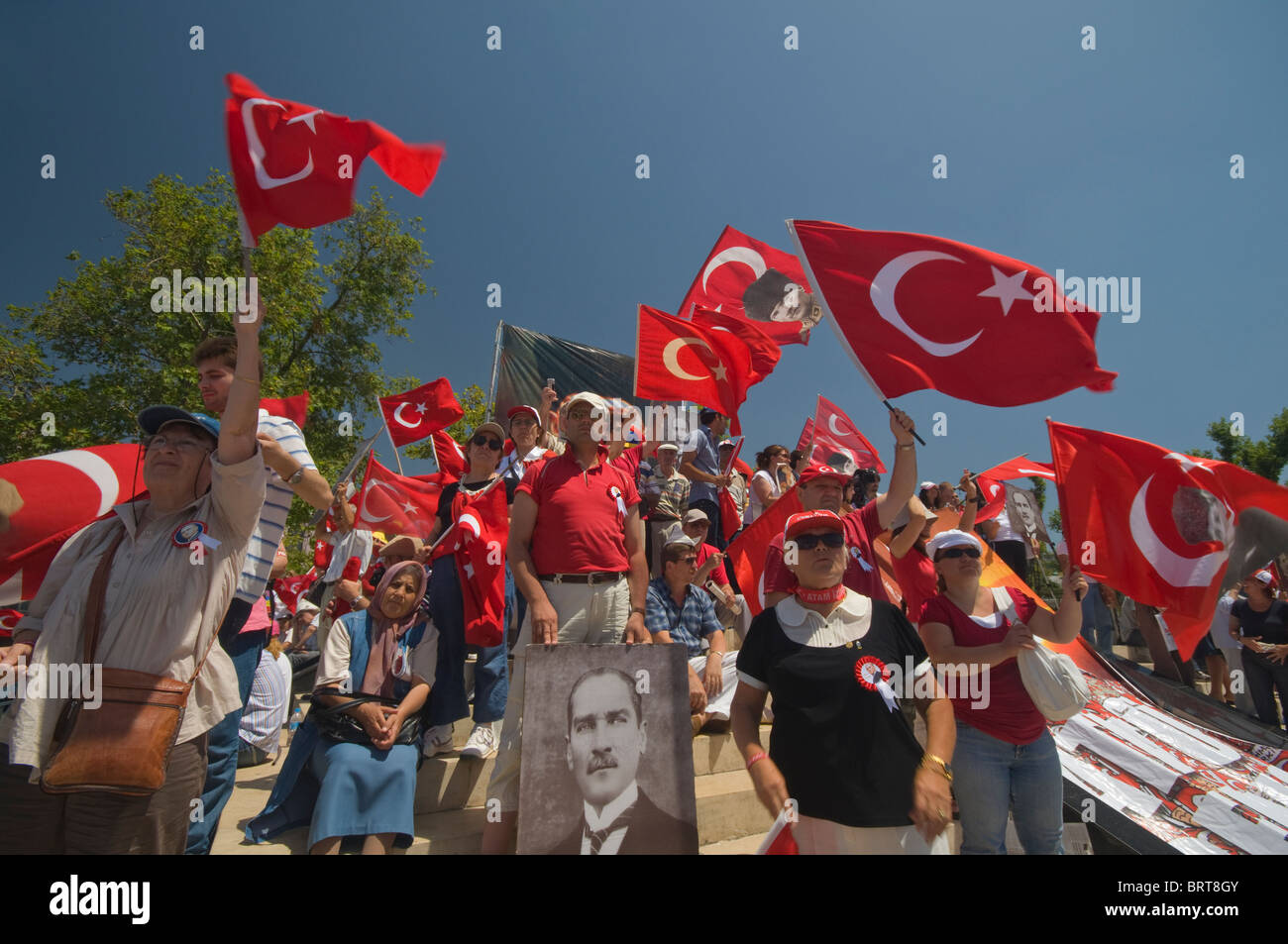 Demonstration with a Turkish national flags,istanbul,Turkey Stock Photo ...