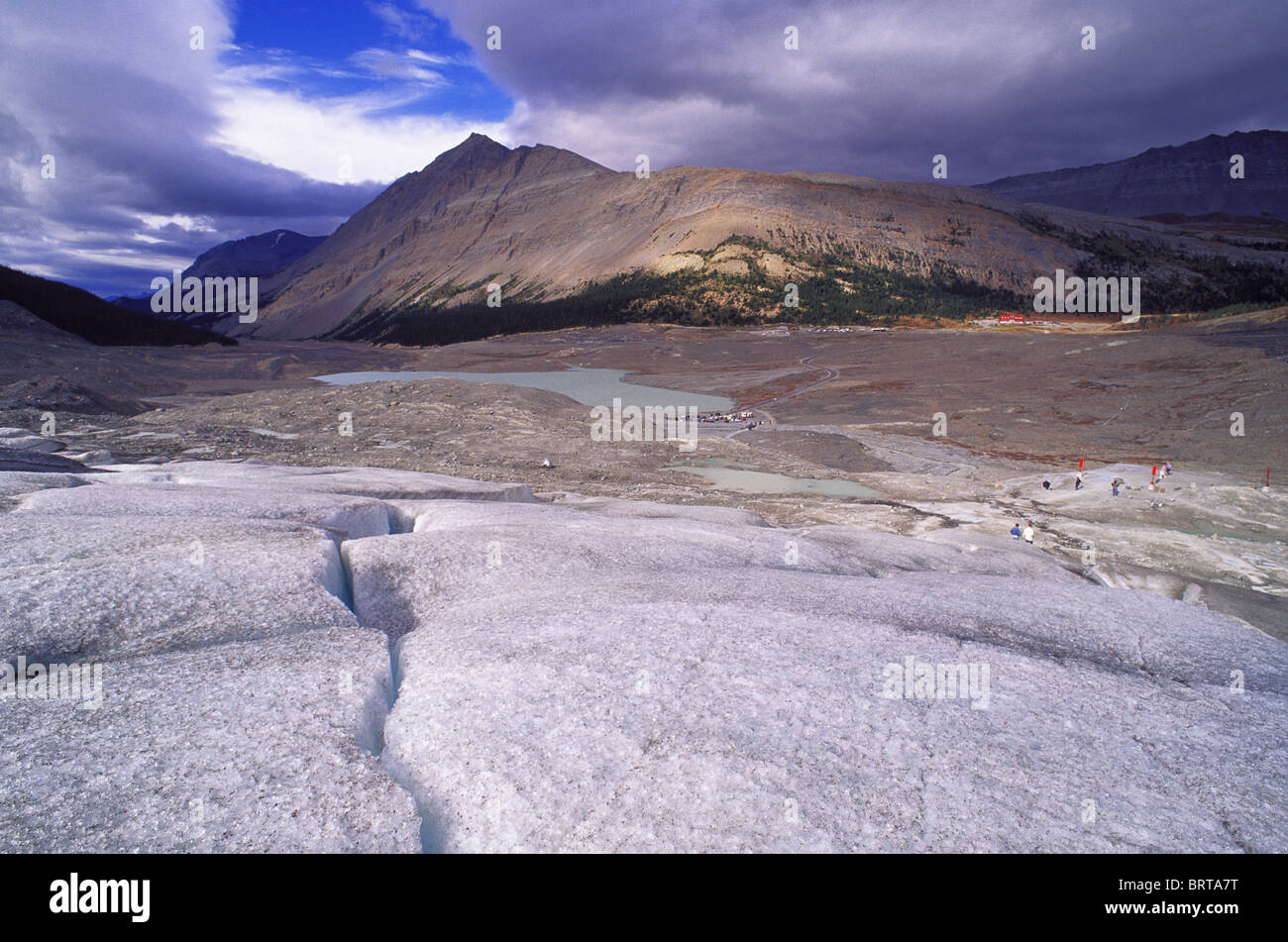 Crevasse in the toe of the Athabasca Glacier, Columbia Icefields area ...