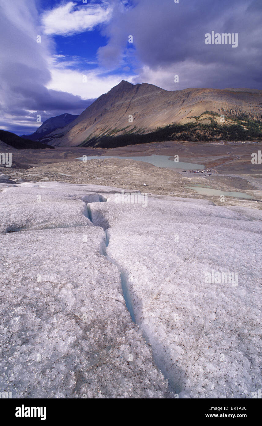 Crevasse in the toe of the Athabasca Glacier, Columbia Icefields area ...