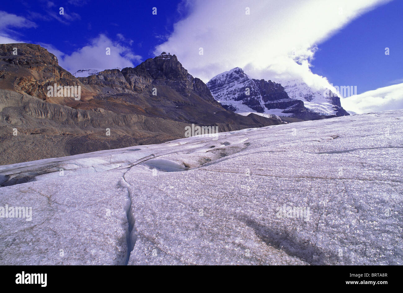 Crevasse in the Athabasca Glacier under Mount Andromeda, Columbia ...