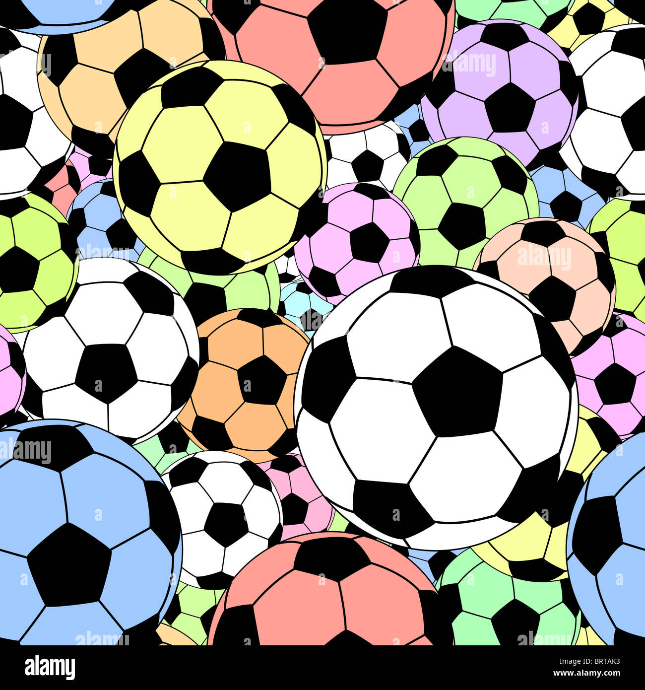 Illustrated seamless tile of colorful footballs Stock Photo - Alamy