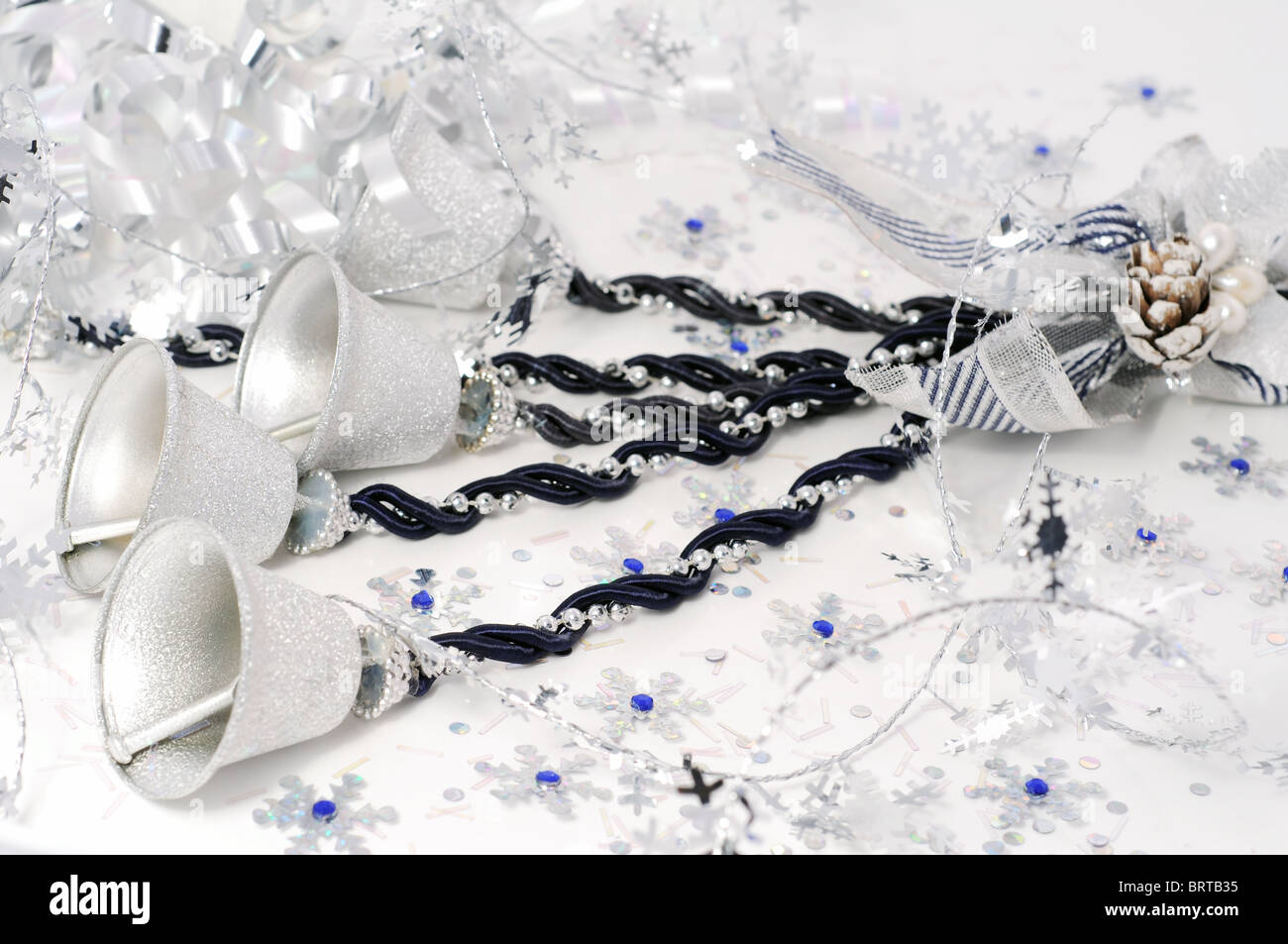 Silver Christmas Bells Stock Photo - Alamy