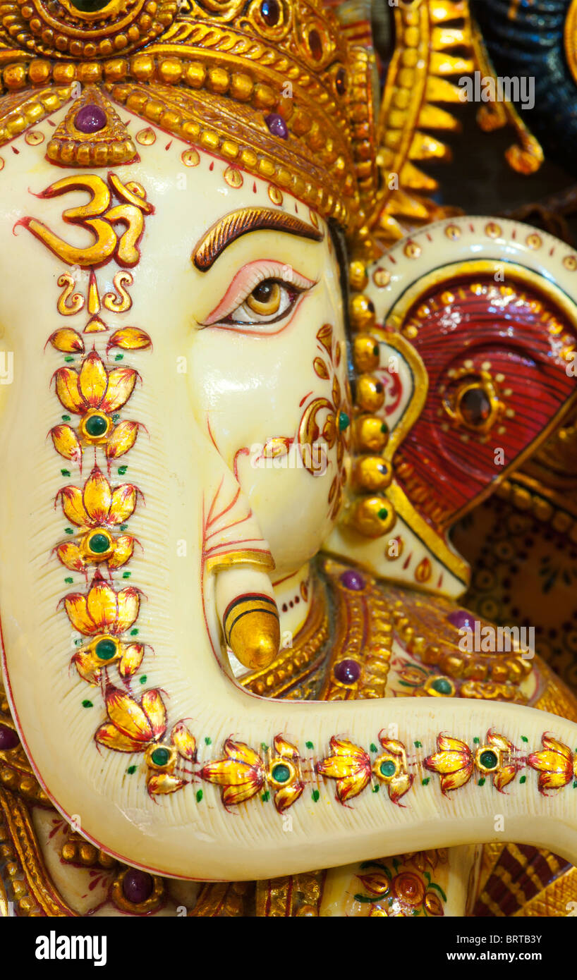 Hindu Elephant God, Lord Ganesha. Ornate marble statue. India Stock ...